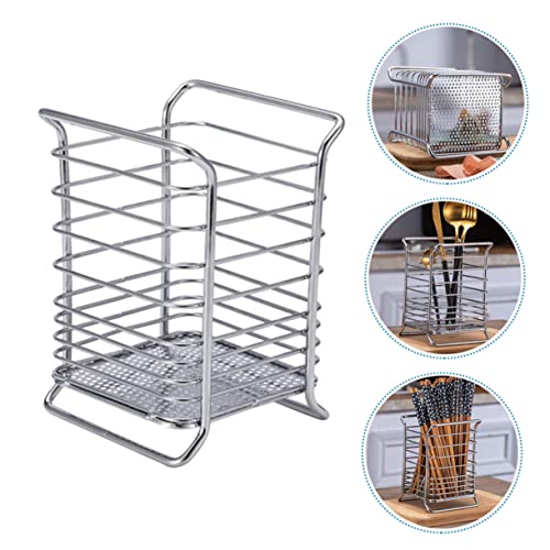 GARVALON 1pc Tableware Storage Cage Flatware Holder Kitchen Utensil Container Holder Cutlery Drainer Stainless Steel Cookware Kitchen Supply Metal and Fork Carbon Steel