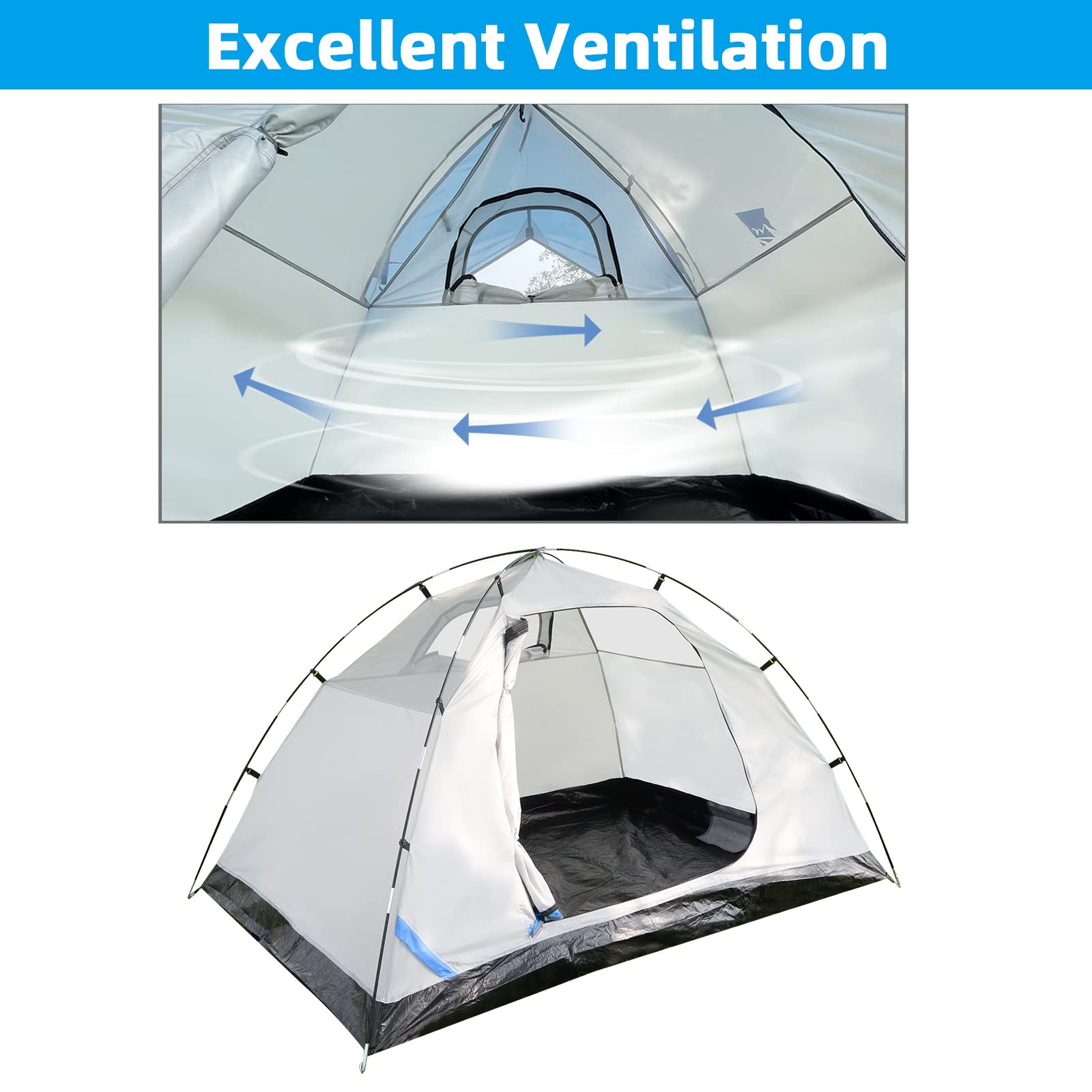 GEERTOP Portable 2 Person Tent for Camping Outdoor Dome Tent with Removable Rain Fly for Backpacking Hiking Camp Travel - Easy Setup
