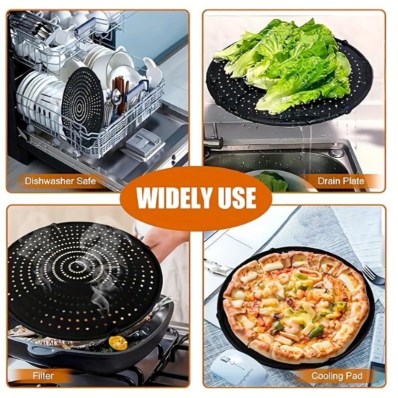 KFL 2 Pack ππ’π₯π’ππ¨π§π ππ©π₯πππππ« πππ«πππ§ for Frying Pan - 13 Inch Stainless Steel Grease Splatter Guard - Cover Oil Splash when Sizzling Bacon, Cooking Fried Chicken or Popcorn