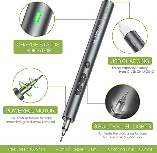 KeeKit Precision Electric Screwdriver, 28 in 1 Portable Power Screwdriver with 24 Bits, Rechargeable Repair Tool Kits with USB Charging, 3 LED Light for Phones, Camera, Laptop