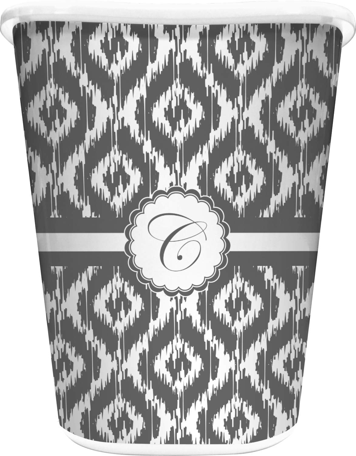 YouCustomizeIt Personalized Ikat Waste Basket - Double Sided (White)