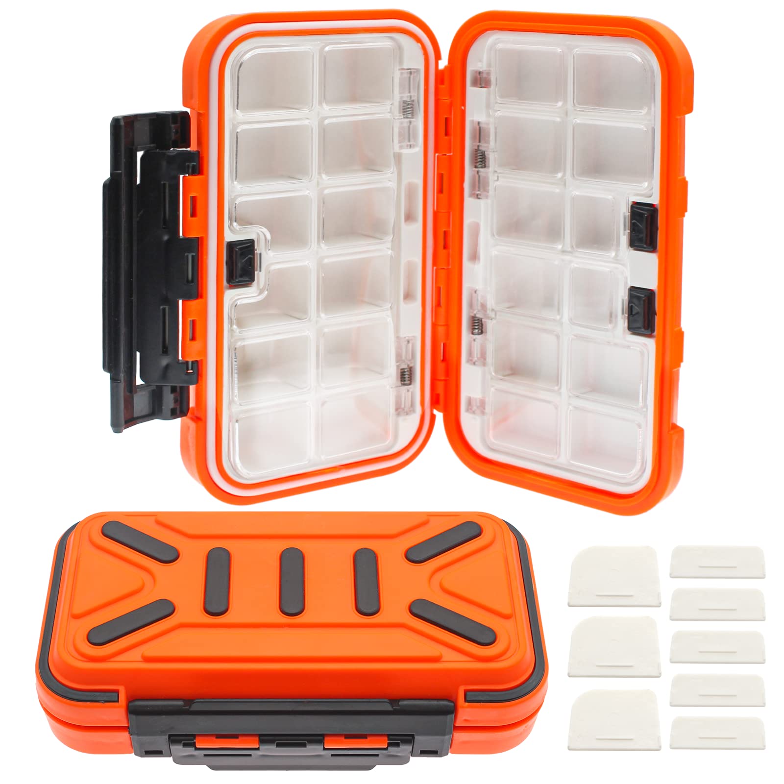 Gefischtter Fishing Tackle Box Tackle Boxes Organizer with Removable Adjustable Dividers Plastic Fishing Storage Organizer Boxes for Fishing Lure Bait Hooks(orange)