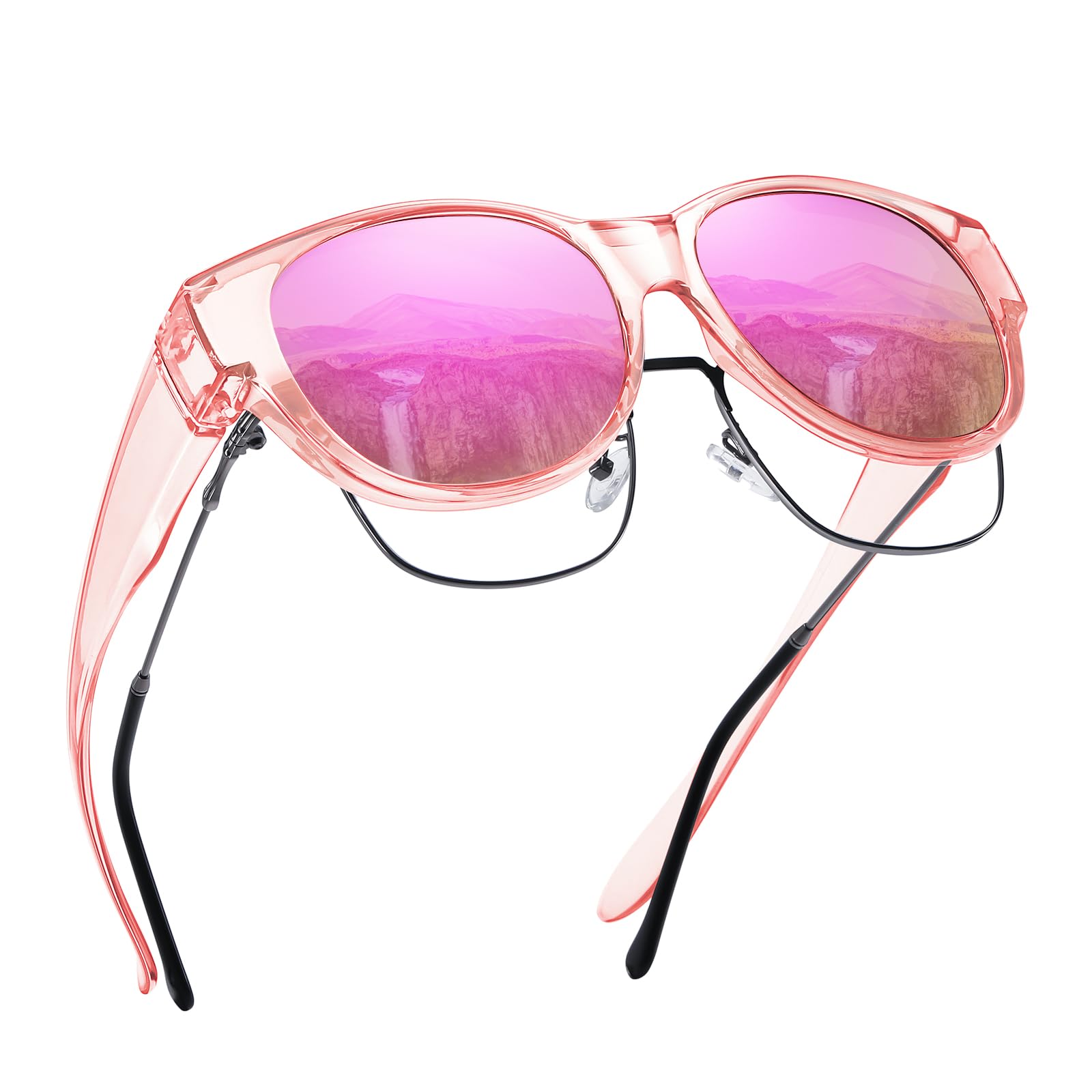 GEGURI Fit Over Glasses Polarized Sunglasses for Women & Men, Stylish Cat Eye Design Sun Glasses 100% UV Protection
