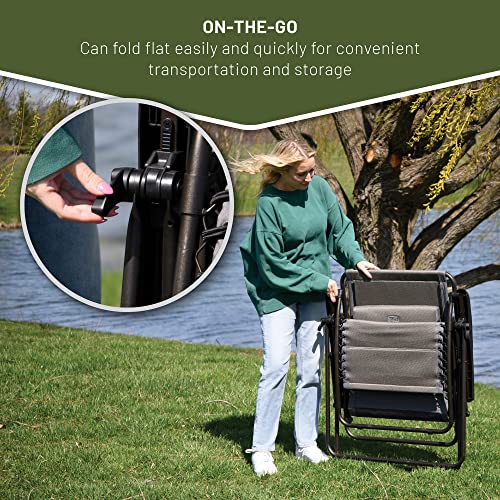 Timber Ridge Balsam Deluxe Zero Gravity Lounger Oversize Outdoor Recliner Chair, Grey