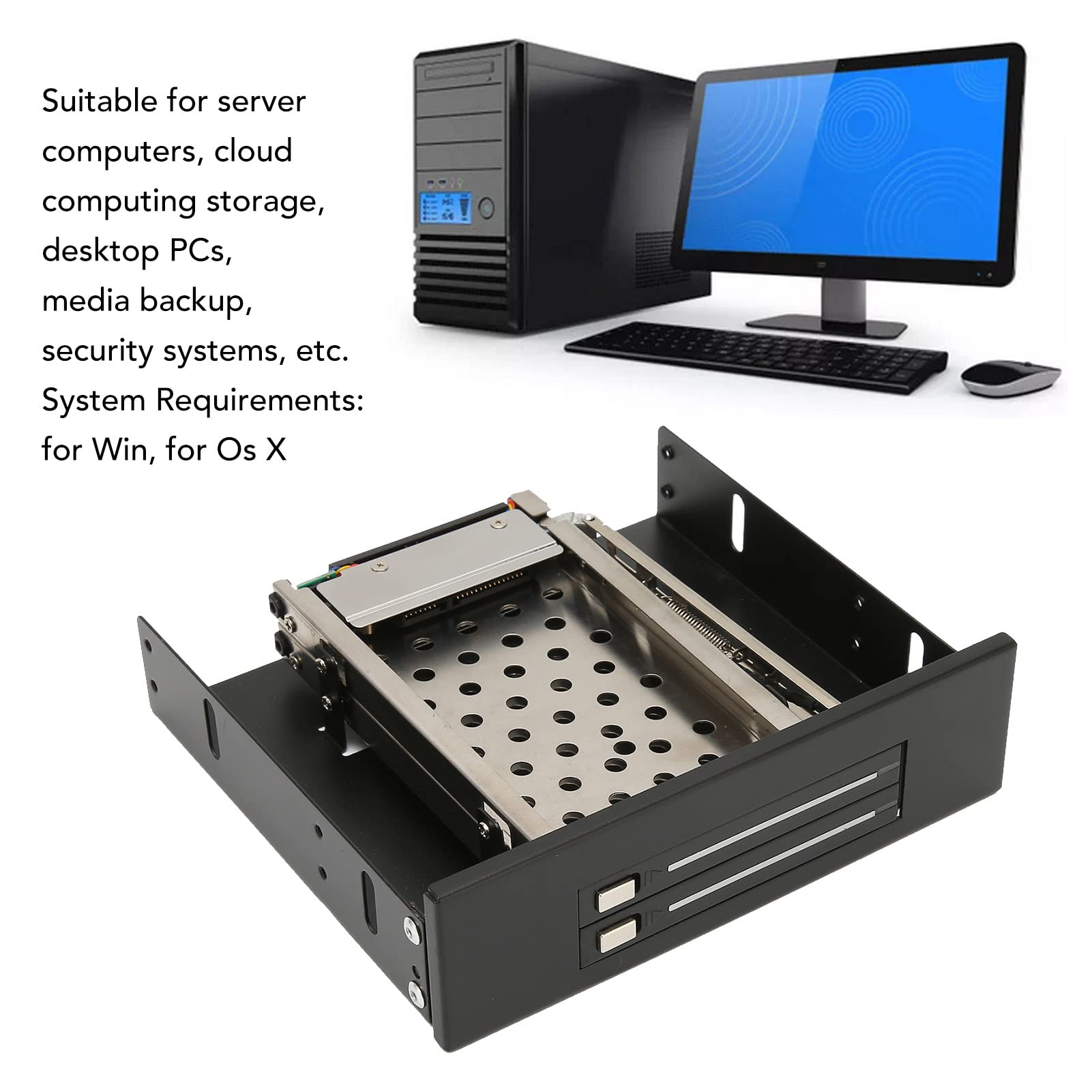 Internal HDD Enclosure, Dual Bay II Interface Internal Hard Drive Tray 7mm to 9.5mm Hard Drive Thickness HDD Mobile Rack Cage for 2.5 Inch SDD, HDD