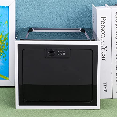 Yalikop Lockable Box Medicine Lock Box for Safe Medication Plastic Clear Lockable Storage Box for Medicine Snacks Food and Home Safety Phone Lockable Storage Bin Refrigerator Locking Container(Black)