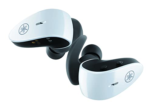 YAMAHA TW-ES5A True Wireless Sport Earbuds with Bluetooth 5.2, IPX7 Waterproof, Secure Fit, Premium Sound, Qualcomm CVC Clear Voice Capture, Listening Care and Ambient Sound (White)