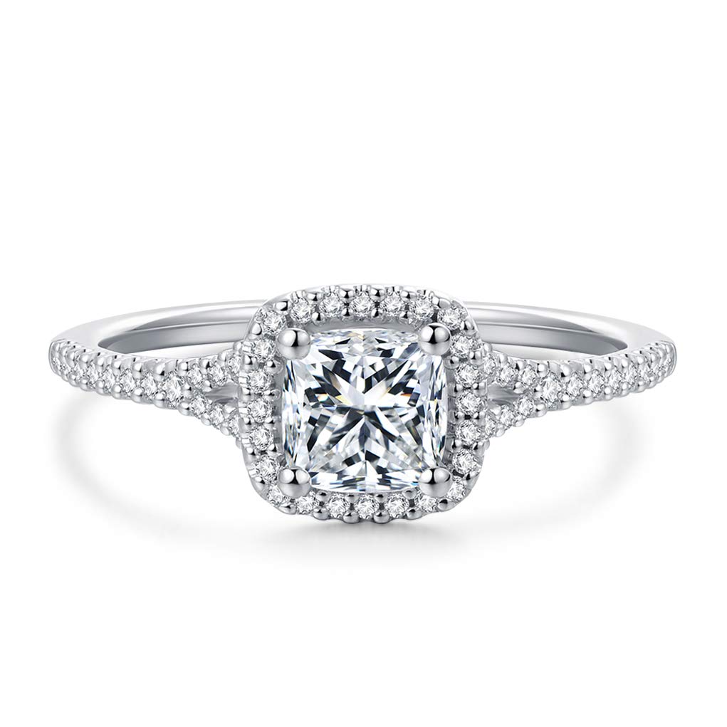 HAFEEZ CENTER 1 Carat D Color VVS Cushion Cut Moissanite Ring Engagement Rings for Women (10, Moissanite)