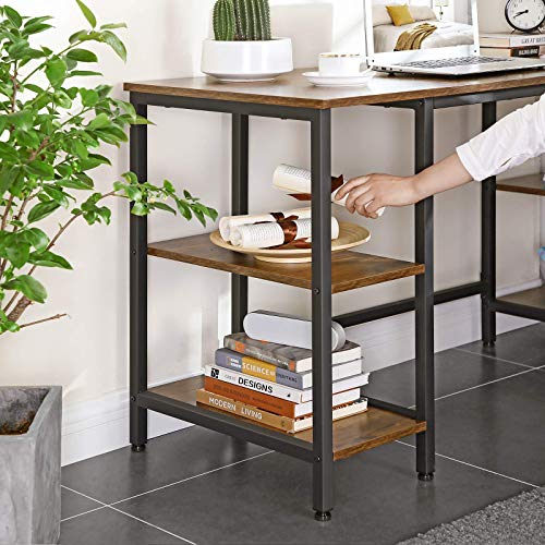 VASAGLE Computer Desk, 54 Inch Writing Desk with 4 Shelves for Home Office, Industrial Style PC Laptop Table, Spacious Storage, Rustic Brown and Black ULWD54X