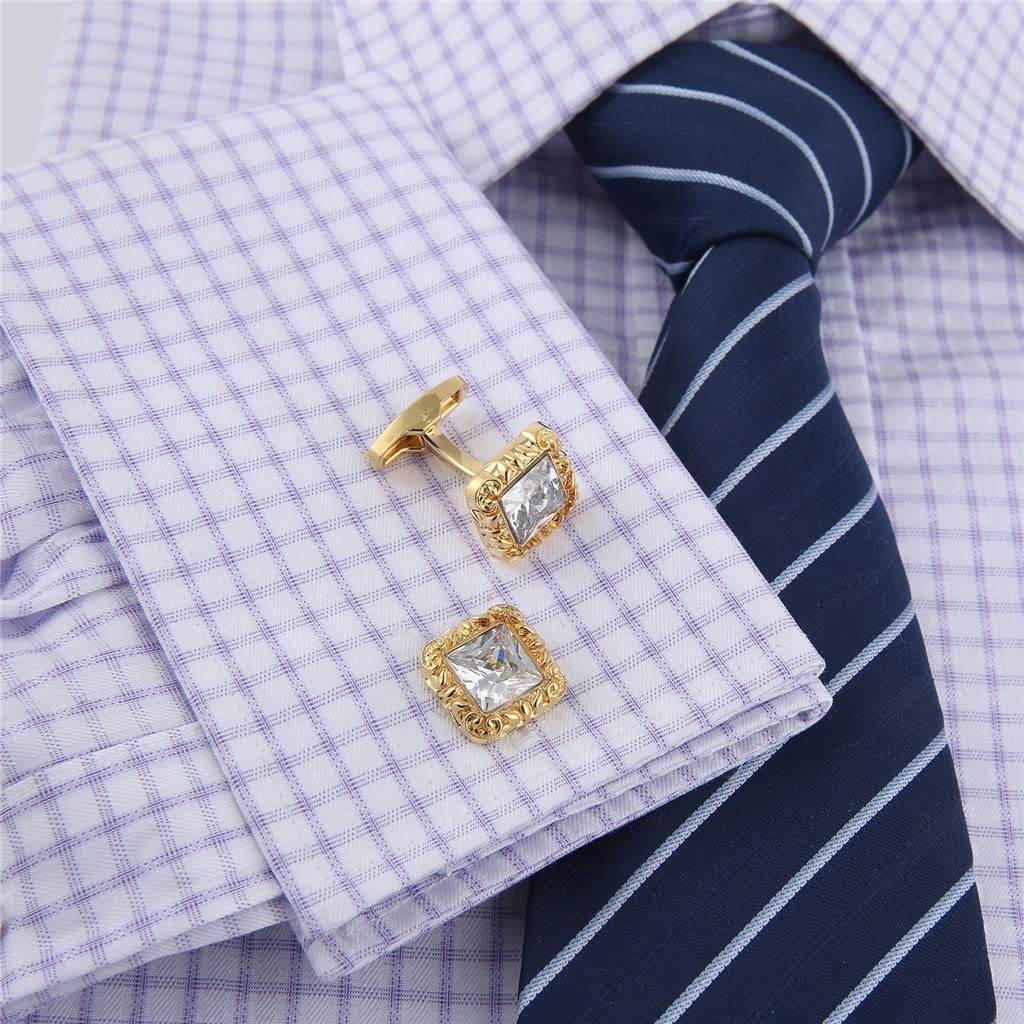 French Cufflinks Transparent Crystal Men's Shirt Cuff Buttons Cuff Nails (Color : A, Size : One Size) (A One Size)