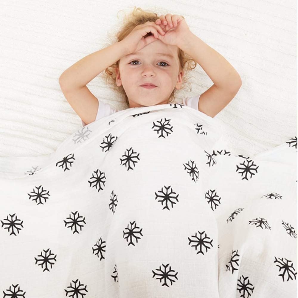 G-Tree Organic Muslin Swaddle Blanket- 47 x 47 inch Ultra Soft Muslin Swaddle Blankets, Muslin Receiving Blanket - Perfect (Snowflake)