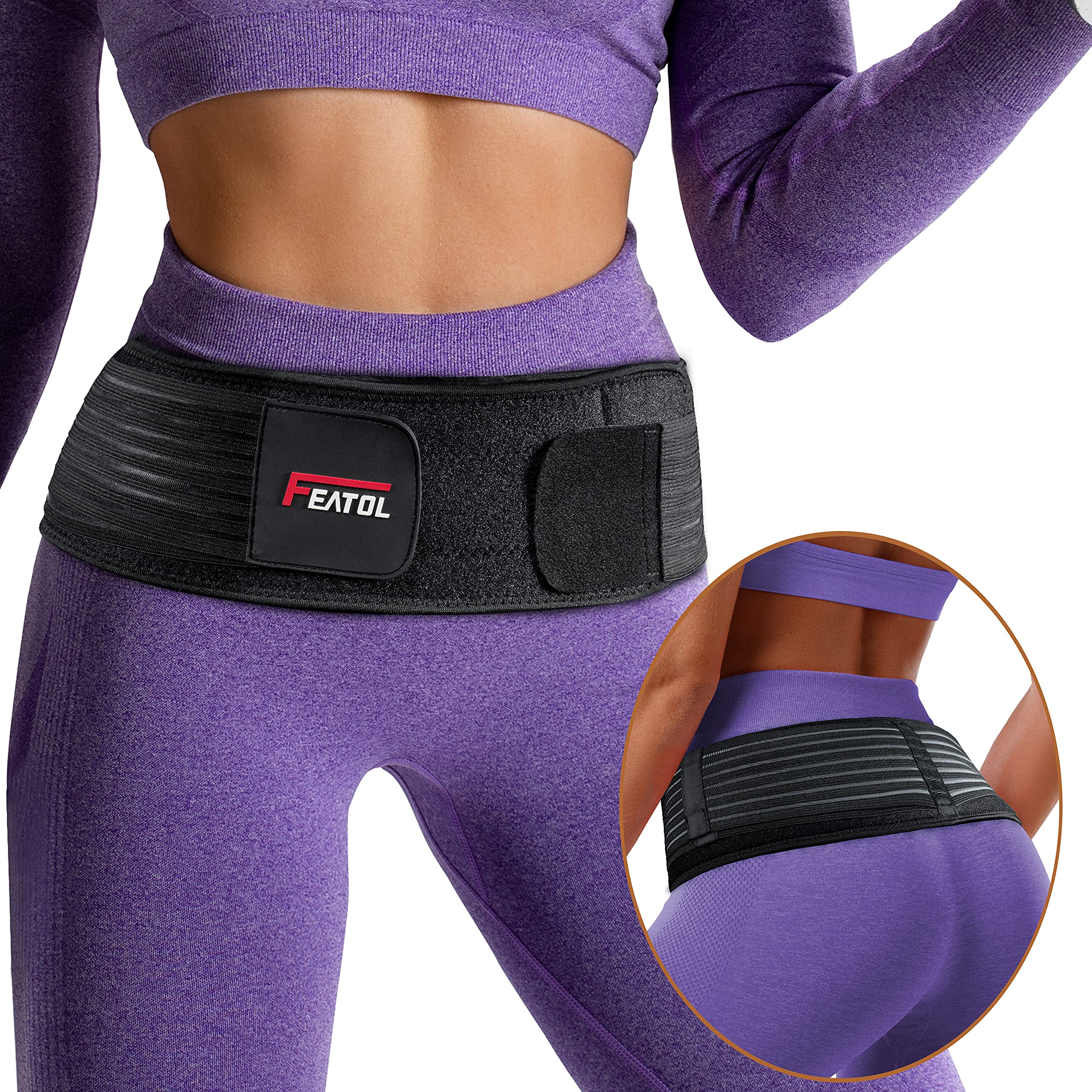 FEATOL Sacroiliac Hip Belt-Si Joint Belt For Women And Men For Alleviates Sciatic, Pelvic, Lower Back, Leg And Sacral Nerve Pain, Stabilize Si Joint Brace Trochanter Belt (Medium )