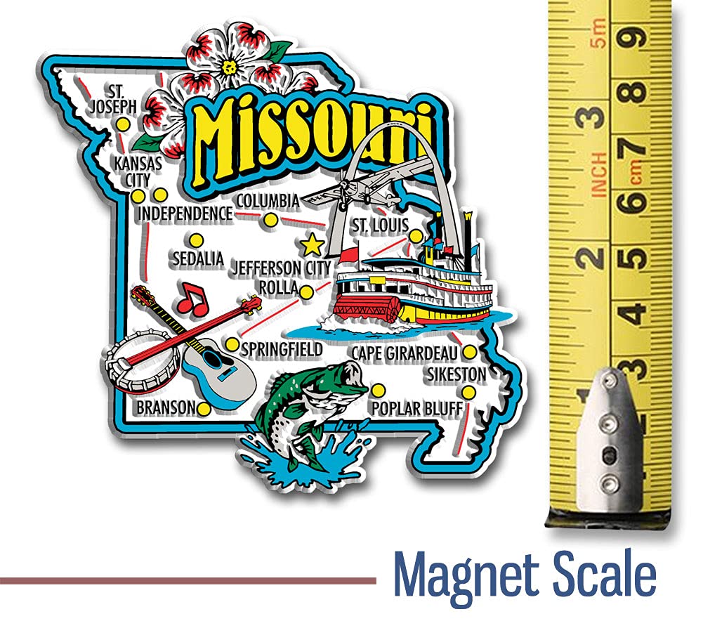 Missouri Jumbo State Magnet by Classic Magnets, 3.6" x 3.5", Collectible Souvenirs Made in The USA