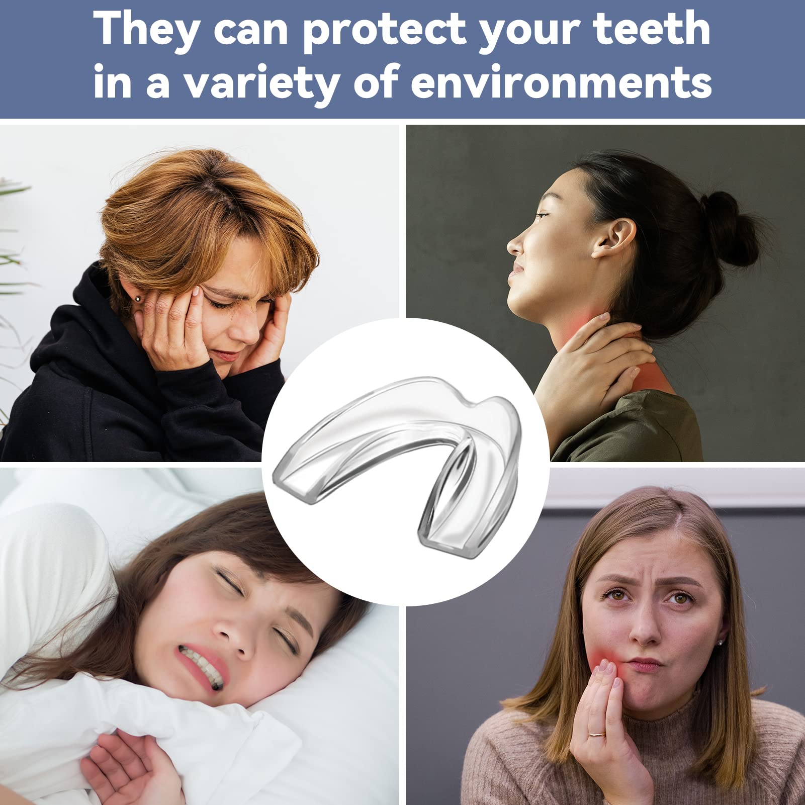 Kids Mouth Guard for Teeth Grinding at Night, Pack of 8 Moldable Night Guards for Clenching Teeth, Bruxism, Sport Athletic, Whitening Tray