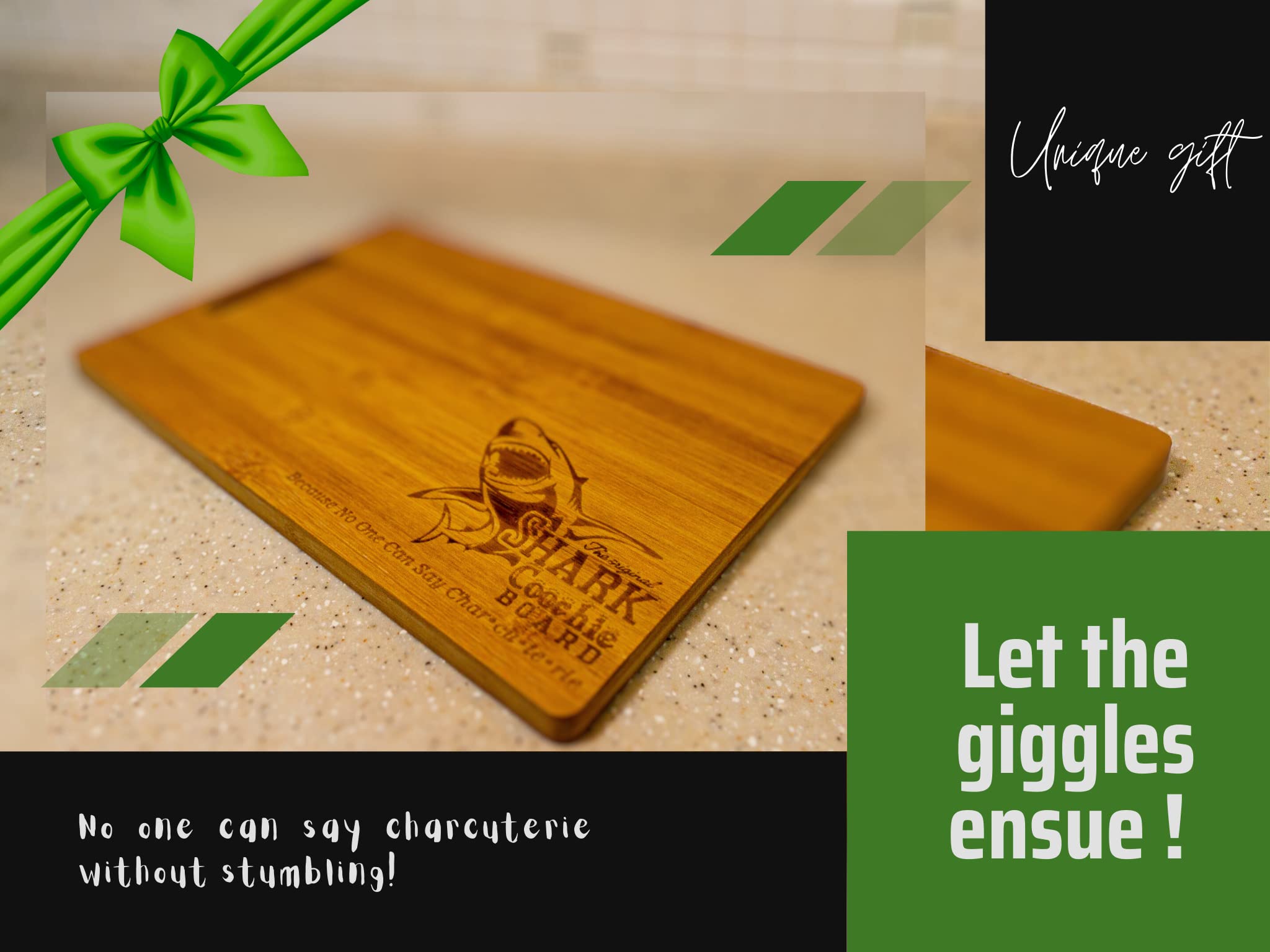 Greenrex Charcuterie Boards, Cheese Board, Shark Coochie Board, White Elephant Gifts, Cutting Boards for Meat, Serving Board (13,75"/ 9,75"/ 0.63") One Size