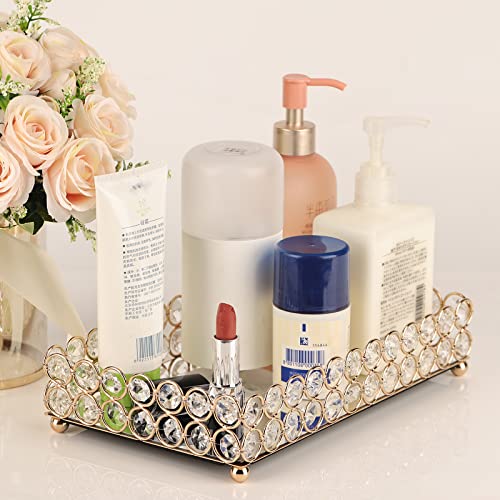 Perfume Trays for Dresser,Modern Skincare Crystals Mirrored Tray, Small Glass Tray, Mirror Vanity Trays Perfume Organizer Trays for Makeup,Jewelry,Cosmetic, Home Decor Counter Perfume Tray