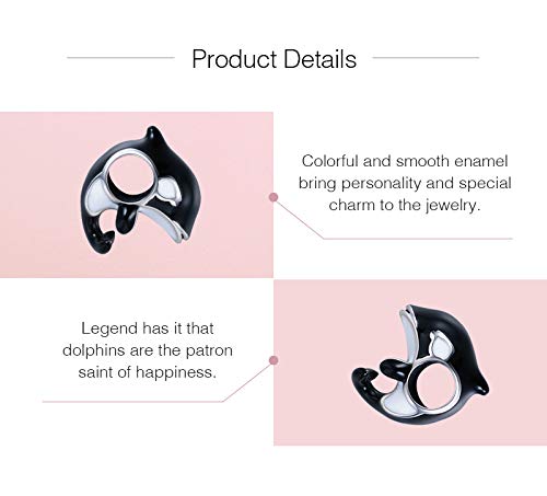 EvesCity Genuine Bolenvi 925 Sterling Silver Orca Whale Dolphin Ocra Charm Beads Pendants for Charms Bracelets & Necklace