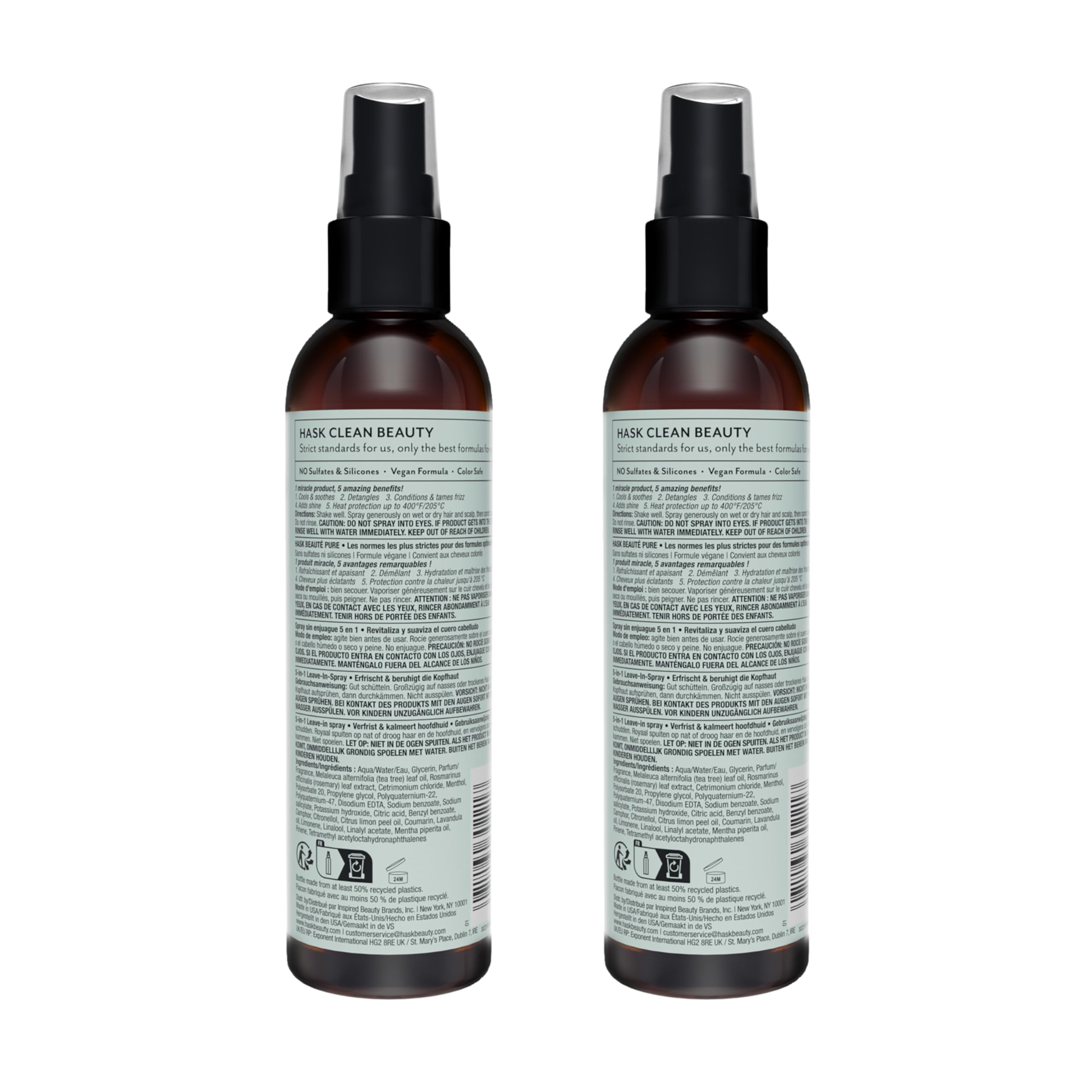 HASK Tea Tree Back to School Pack: Tea Tree Oil & Rosemary Shampoo and Conditioners and a 2-pack of 5-in-1 Leave In Conditioner Sprays