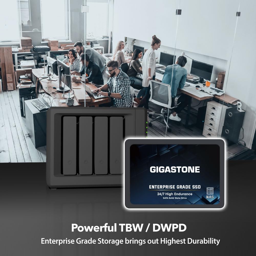 Gigastone Enterprise SSD 2TB NAS SSD Drive Cache (2-Pack) 24/7 Durable TLC High Endurance Business Server Data Center RAID Network Attached Storage 2.5" SATA Internal Solid State Hard Drives