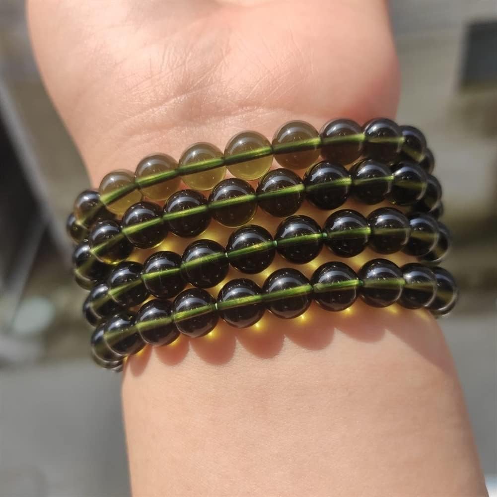 Fovgdio Natural Moldavite Green aerolites Czech Crystal Stone Raw Stone Grinding 8mm Bead Meteorite Bracelet Czech Meteorite Bracelet (Size : 1pcs)