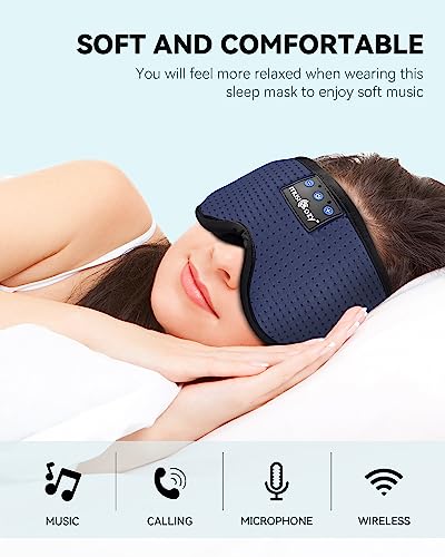 MUSICOZY Sleep Headphones Bluetooth Sleep Eye Mask for Sleeping, Wireless Music Sleeping Masks Headphones, Sleep Earbuds for Side Sleepers Men Women with Speakers Cool Tech Gadgets