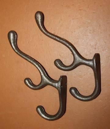 Southern Metal Old Fashion Towel Wall Hooks Triple Bath Robe Towel Wall Hooks, Cast Iron, 2 Pieces, H-15