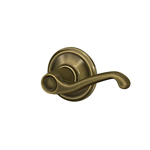 Schlage F10 FLA 609 Flair Door Lever, Hall & Closet Passage Lock, Antique Brass