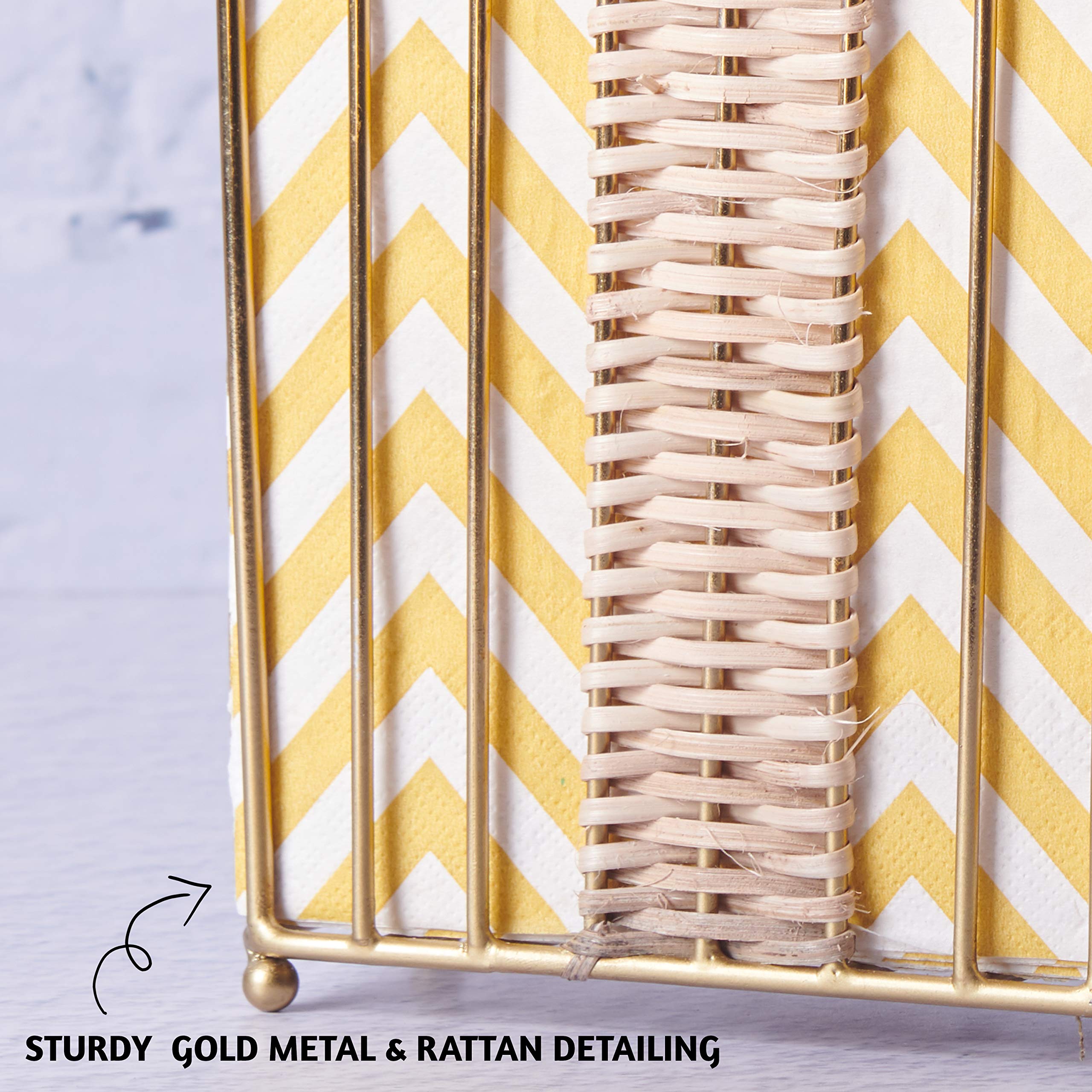 Folkulture Napkin Holder for Table, Napkin Holder for Kitchen Countertop, Square Paper Napkin Holder Modern for Table Decor, Farmhouse Tissue Holder for Centrepiece Decor, Gold