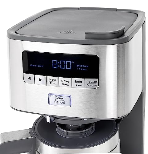 GE Drip Coffee Maker With Timer | 10-Cup Thermal Carafe Pot Keeps Coffee Warm for 2 Hours | Adjustable Brew Strength | Wide Shower Head for Maximum Flavor | Kitchen Essentials | Stainless Steel