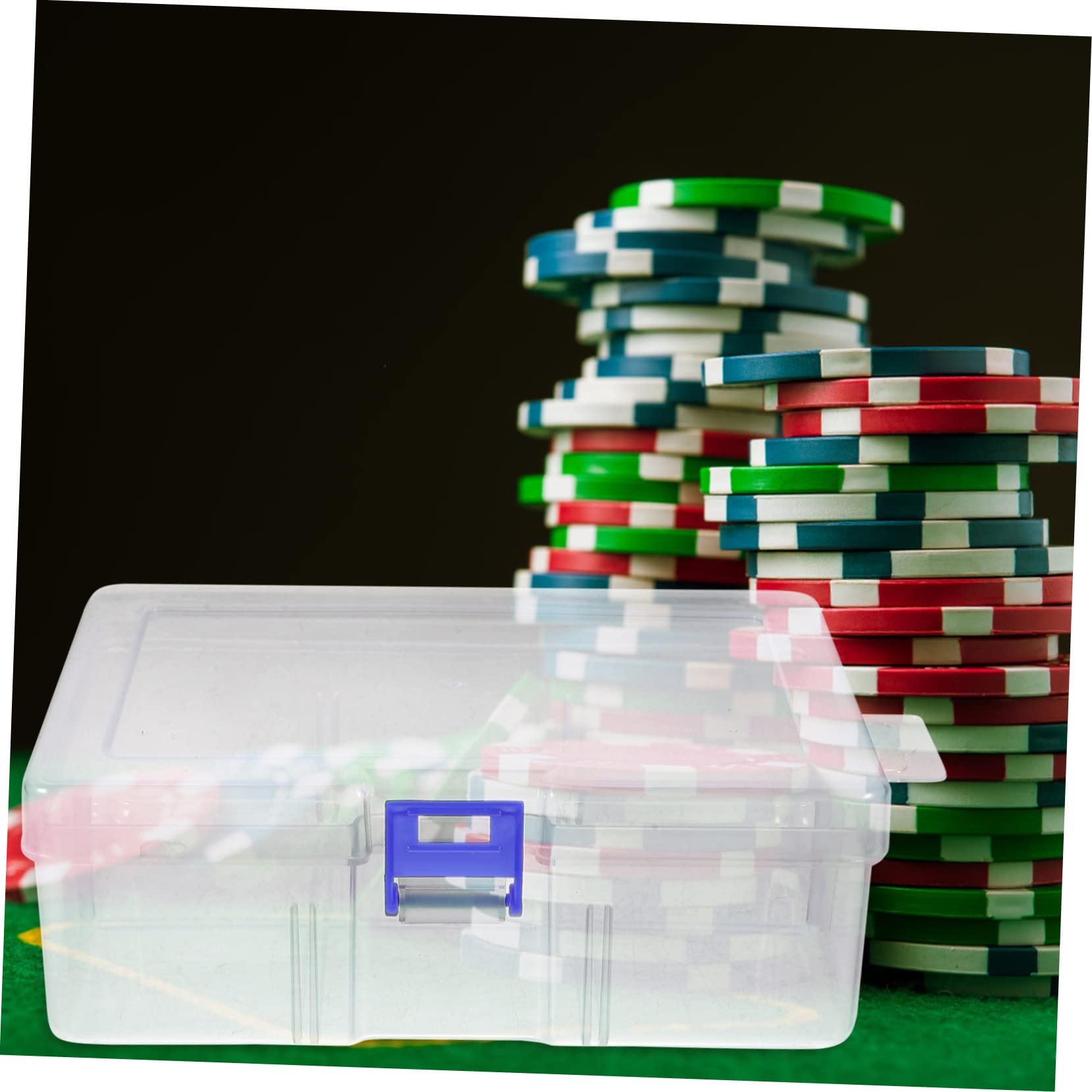 INOOMP Transparent for Storage Multi-use Clear Play Game Case Card Chips Large Chip Table Cards Organizer Organizers Carrier Capacity Container Outdoor Casino Accessory Poker Plastic