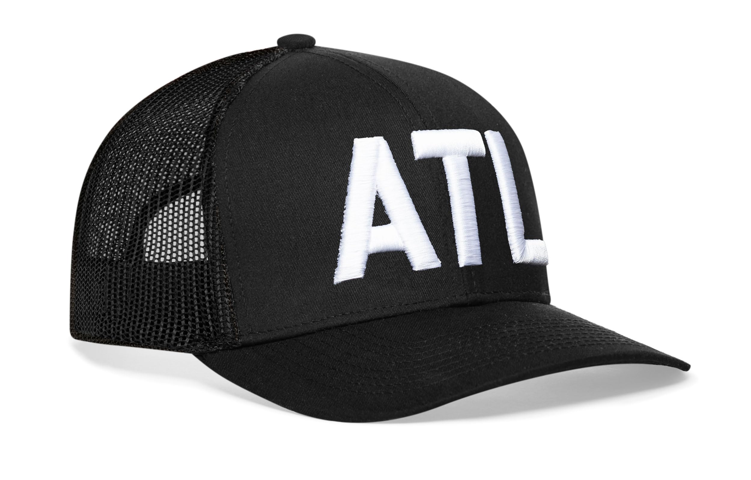 HAKA Atlanta Hat â ATL Trucker Hat for Men & Women, Adjustable Baseball Cap, Mesh Snapback, Outdoor Golf Hat, Dir Emb - Black