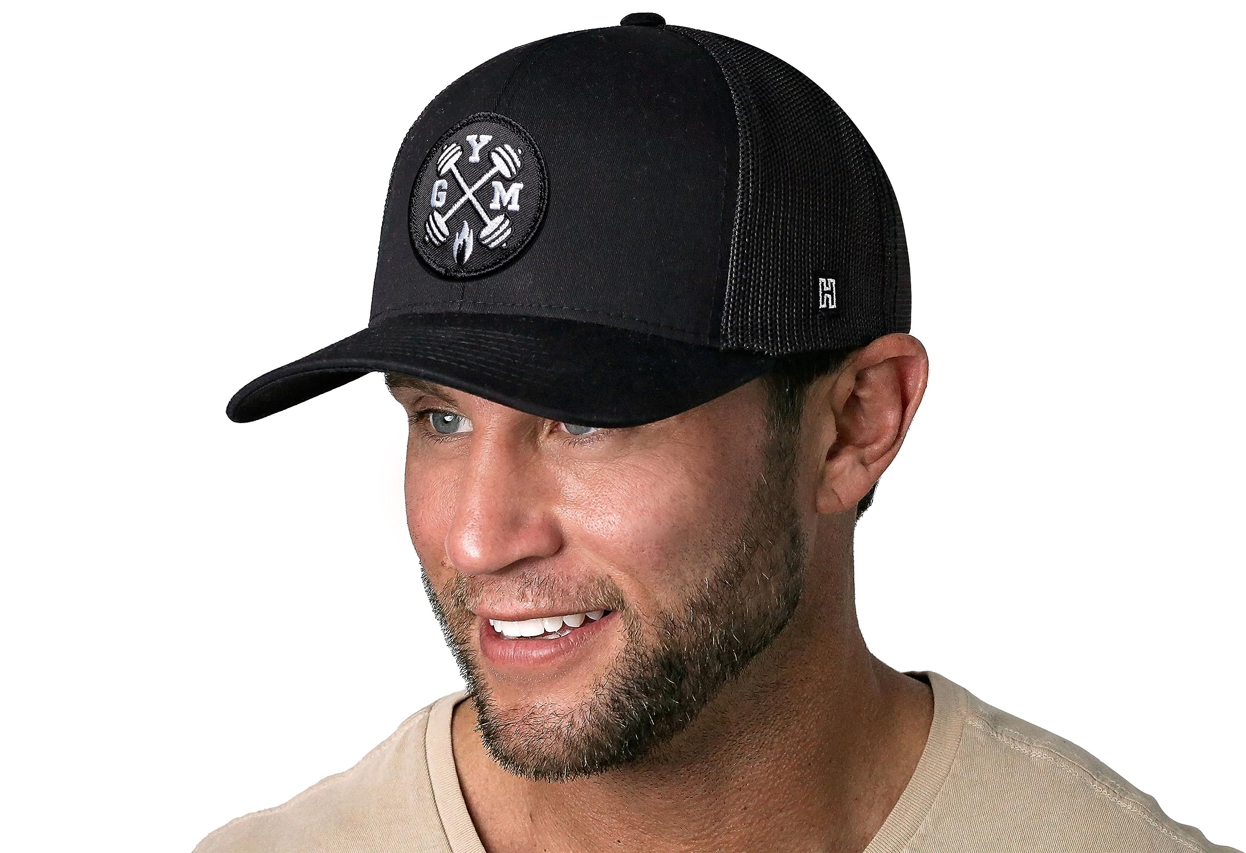 HAKA Gym Hat – Workout Trucker Hat for Men & Women, Adjustable Baseball Cap, Mesh Snapback, Outdoor Golf Hat - Black