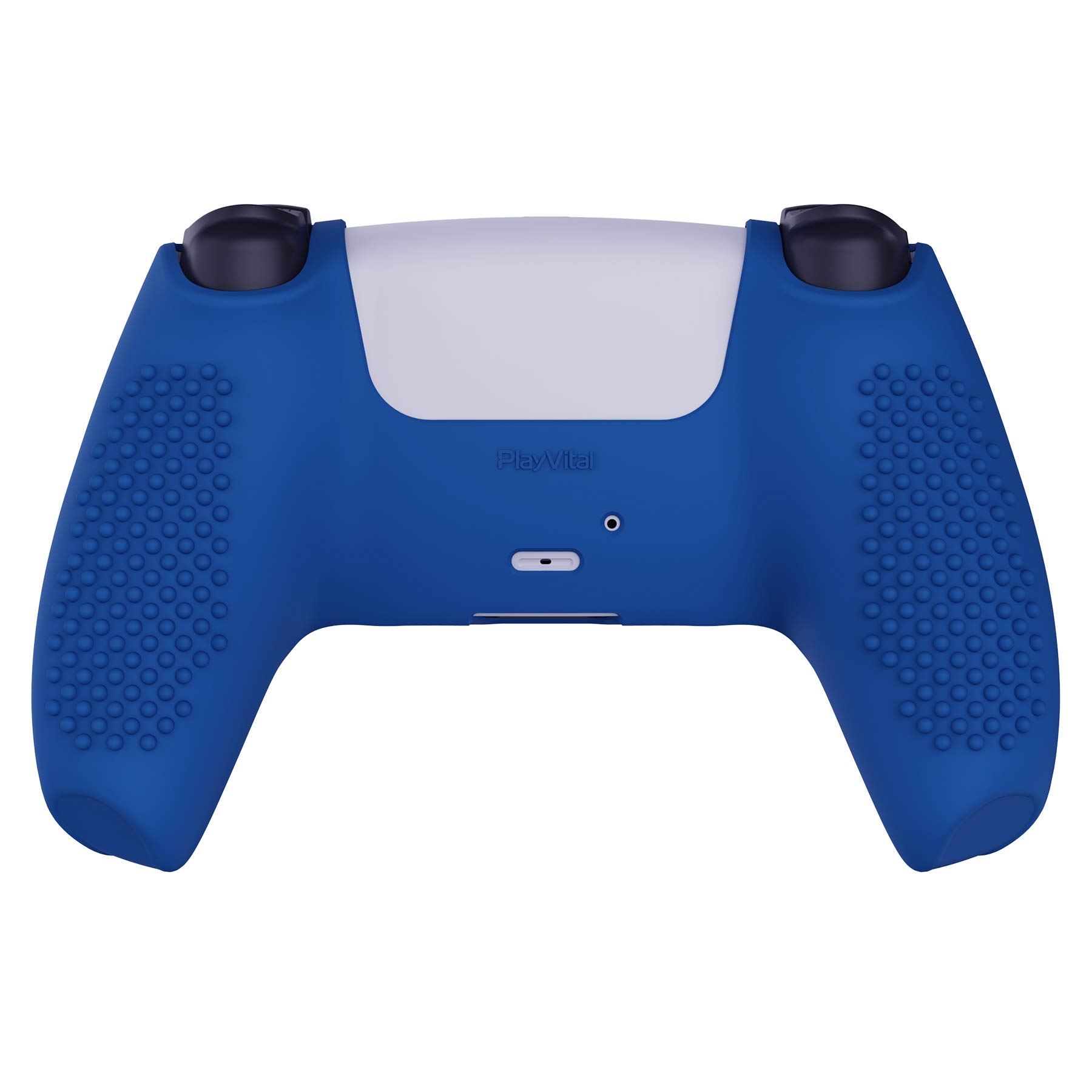 eXtremeRate PlayVital Blue 3D Studded Edition Anti-Slip Silicone Cover Skin for ps5 Controller, Soft Rubber Case Protector for ps5 Wireless Controller with 6 Black Thumb Grip Caps