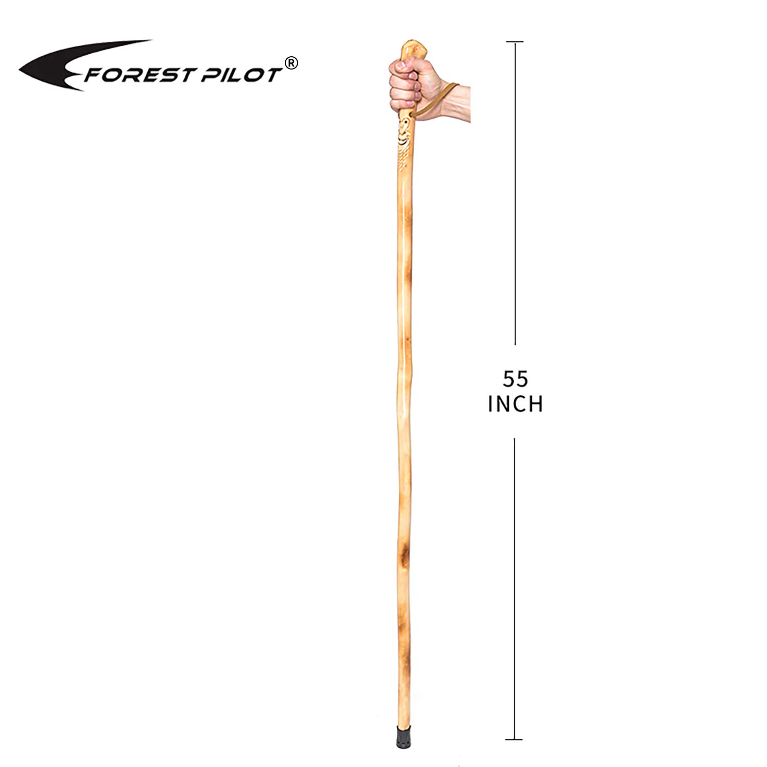 FOREST PILOT Root Head Wooden Walking Stick with Old Man Face Carving(Nature Color, 55 Inches, 1 Piece