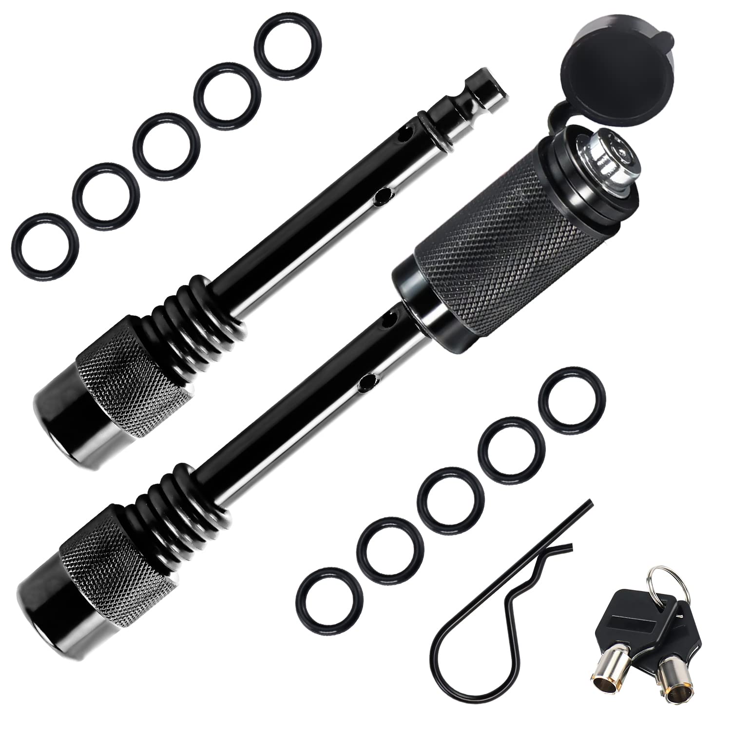 Funmit Trailer Hitch Lock Kit - Include 1/2" and 5/8" Dia Hitch Locking Pin - Fits 1.25, 2 and 2.5" Receivers - Compatible with Towing Trailer Truck Car Boat RV