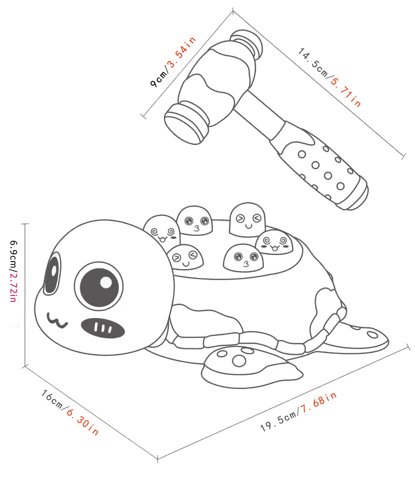 Interactive Whack A Mole Game, Whack a Mole Pounding Hammering Game - Early Development Toy for Toddler, Learning, Active, Fun Gift Boys and Girls, 2 Hammers Included