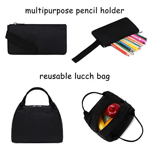 SHEEYEE School Backpack for Teen Boys Kids Bookbags with Lunch Box Set Students Laptop Travel School Bag (Black)
