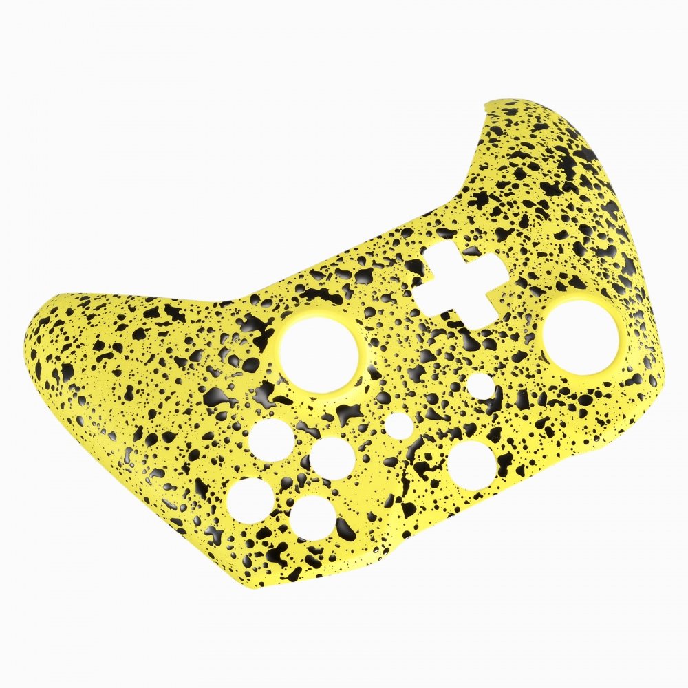 eXtremeRate Textured Yellow Faceplate Cover, 3D Splashing Front Housing Shell Case, Comfortable Non-Slip Replacement Kit for Xbox One Wireless Controller Model 1708 - Controller NOT Included