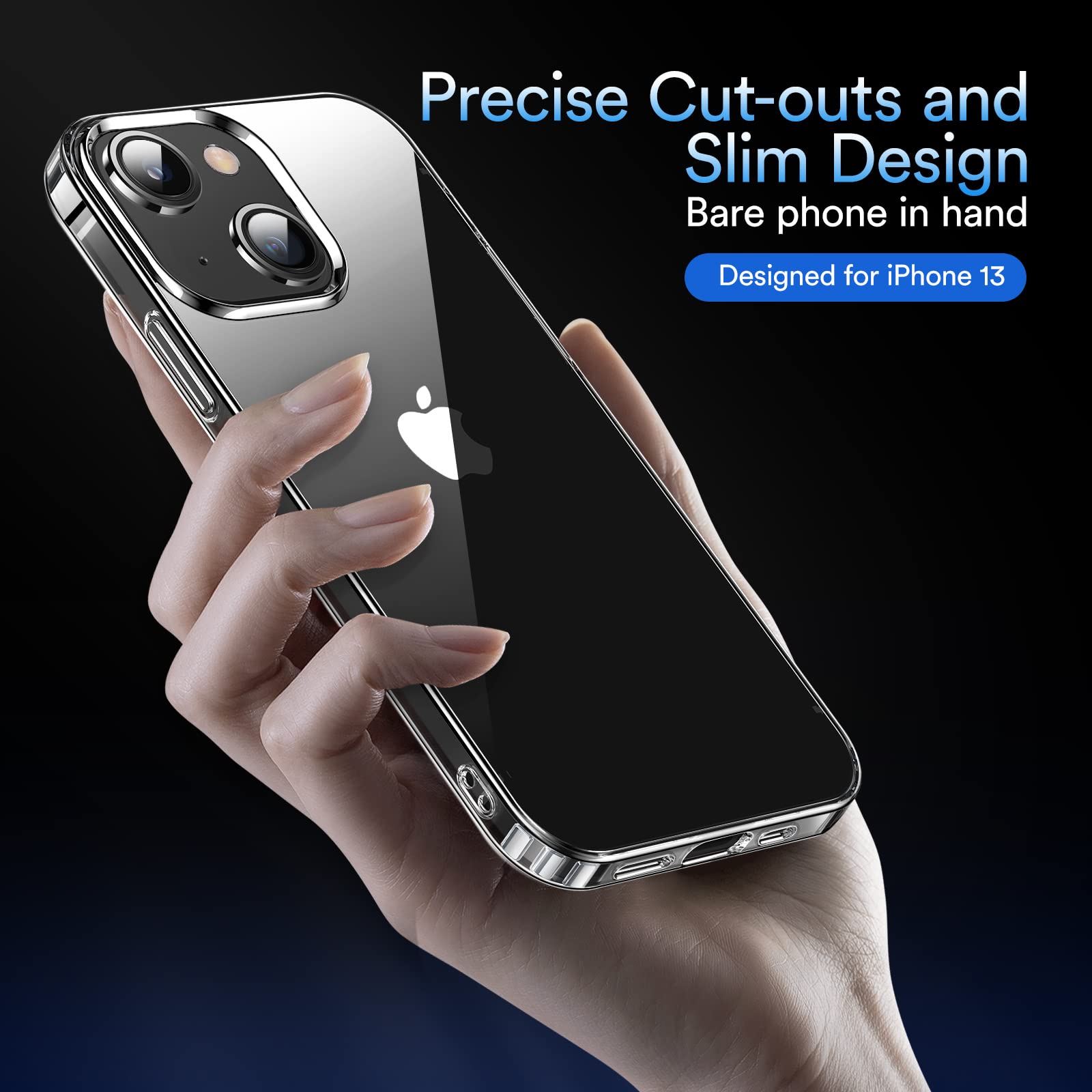 Elando Crystal Clear Case Compatible with iPhone 13 Case, Non-Yellowing Protective Shockproof Slim Thin Phone Case, 6.1 inch, (Ci132)