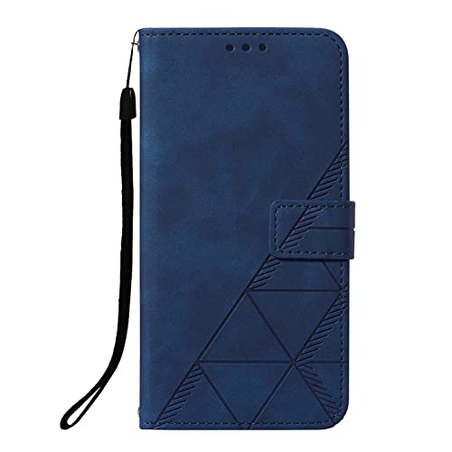 FTRONGRT Case for Tecno Camon 12, Mobile Wallet Flip Cover with Mobile Phone Holder, Card Slot, Magnetic PU Leather Case for Tecno Camon 12-Blue