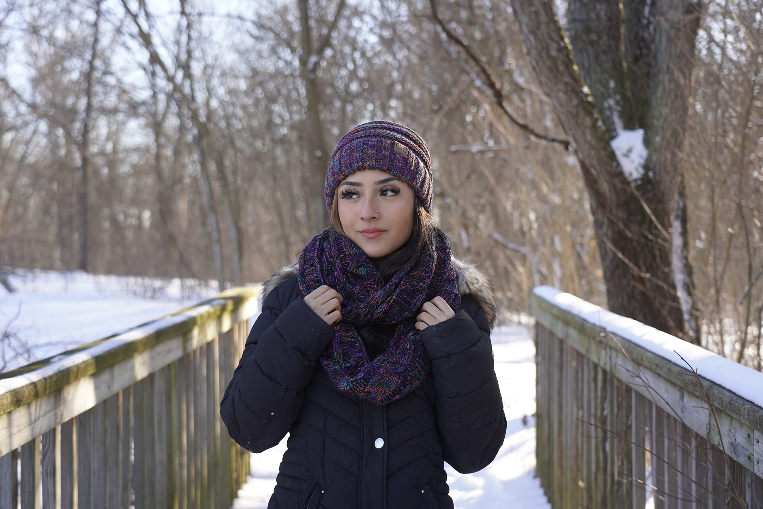 Funky Junque Oversized Beanie Matching Scarf Set Bundle - Kaleidoscope 4#32