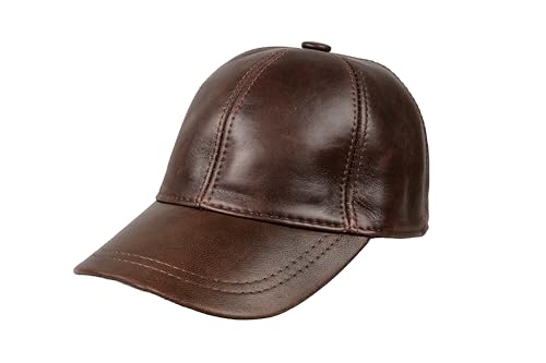 HATSQUARE Genuine Leather Baseball Cap Adjustable Soft Feel Dad Plain Hat Stylish Classic for Women Men Unisex (Darkbrown)