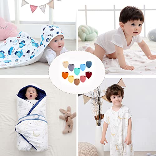 YEONHWA 10Pack Soft Muslin Baby Bibs, Cute Banadana baby Drool Bib for Girls & Boys, Super Absorbent Bibs Set for Teething and Drooling, Solid Color