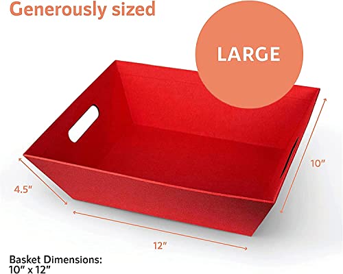 Upper Midland Products [5PK] Large Red Baskets For Gifts Empty To Fill| Bulk Gift Basket Kit- 10x12” Big Red Basket | Christmas, Valentines, Thanksgiving, Easter |Gift To Impress