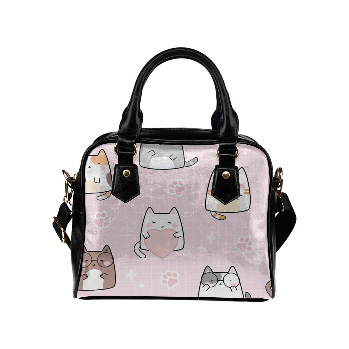 InterestPrint Kawaii Cute Cats Women's Casual Bag Shoulder Bag PU Leather Handbags