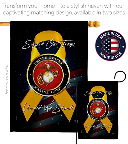 Support Marine Corps Garden Flag Home Decor Armed Forces USMC Gift Semper Fi United State American Military Veteran Retire Official Small Banner Yard House Decoration Remembrance Memorabilia Made In USA
