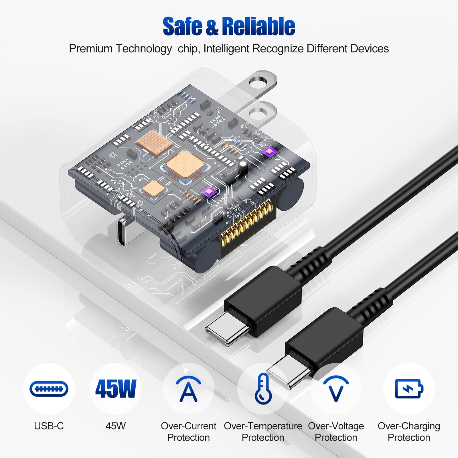 for Samsung Galaxy S23 45w Fast Charger Type C,45 Watt Samsung Charger Block USB C Super Fast Charging for Samsung Galaxy S23 Ultra/S23/S23+/S22/S22 Ultra/S22+/Note 20/S20/S21, Galaxy Tab S7+/S8+2Pack
