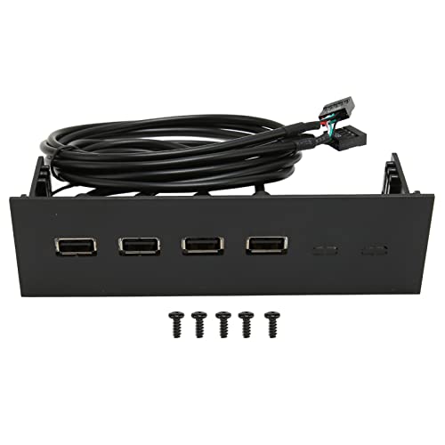 Jopwkuin Front Panel, Short Circuit Protection Easy Installation 5.25 Inch USB2.0 Hub Front Panel Sturdy Metal Construction for 5.25 Inch PC Computer Case