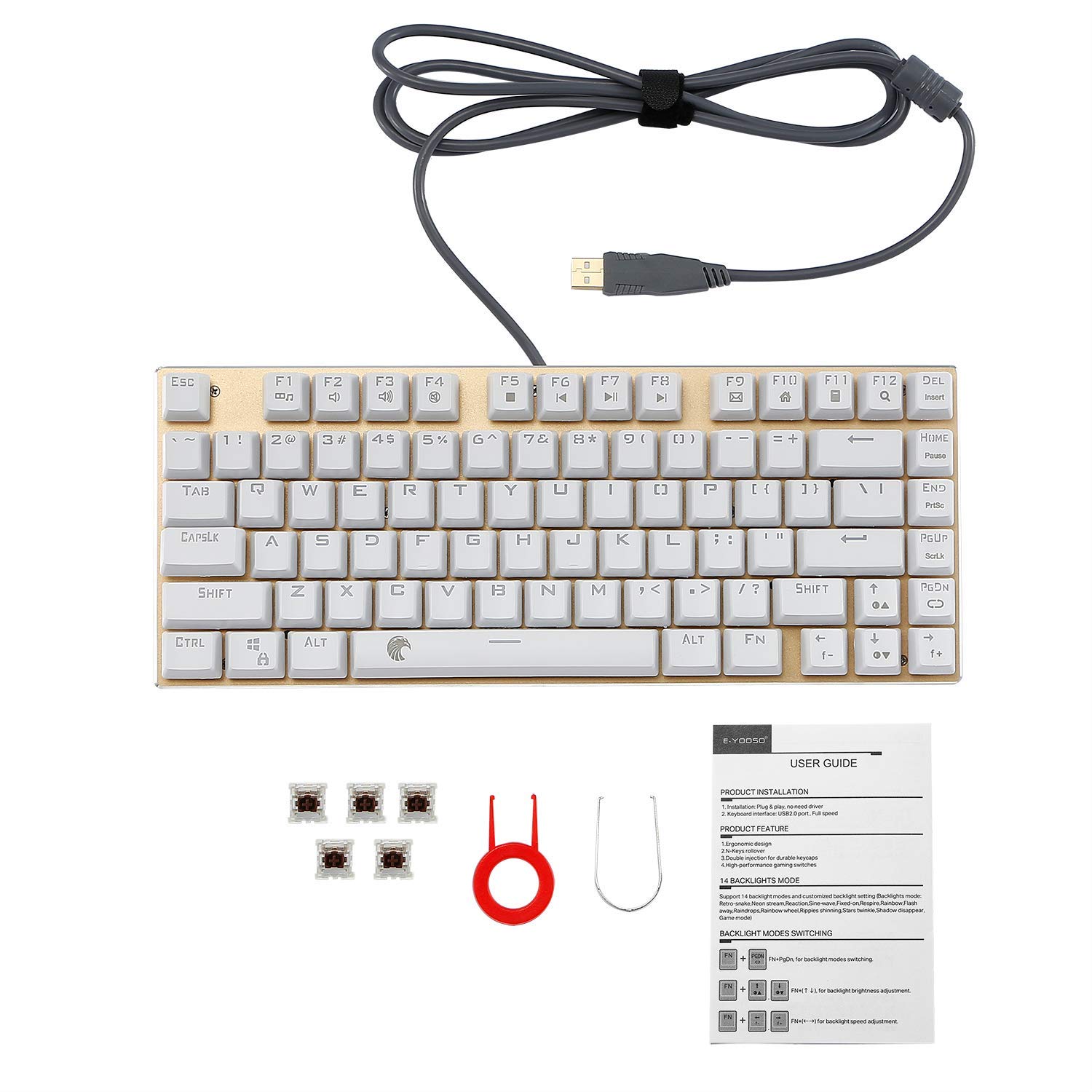 E-YOOSO Z-88 Mechanical Keyboard 81 Keys RGB Backlit with Detachable Type-C Cable, Brown Switch