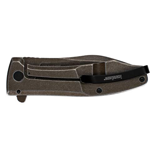 Kershaw Boilermaker Pocketknife; 3.3-inch 8Cr13MoV Stainless Steel Blade, SpeedSafeĀ® Assisted Open, Brown PVD Coating with Stonewashed Finish, Frame Lock, Every Day Carry (3475), Black